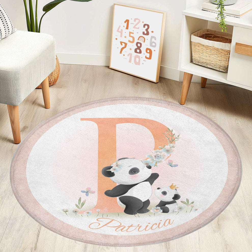 Baby Panda Alphabet Round Rug – hugtorugs