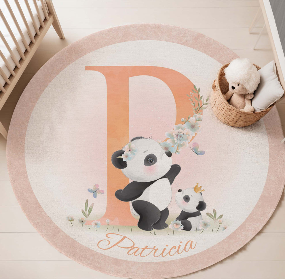 Baby Panda Alphabet Round Rug – hugtorugs