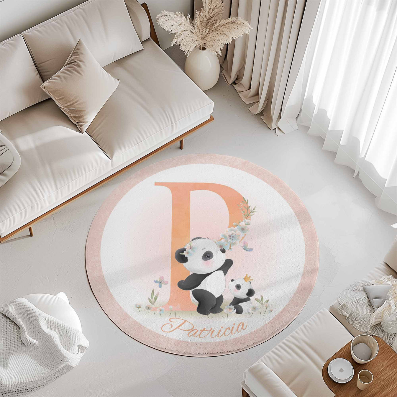 Baby Panda Alphabet Round Rug – hugtorugs