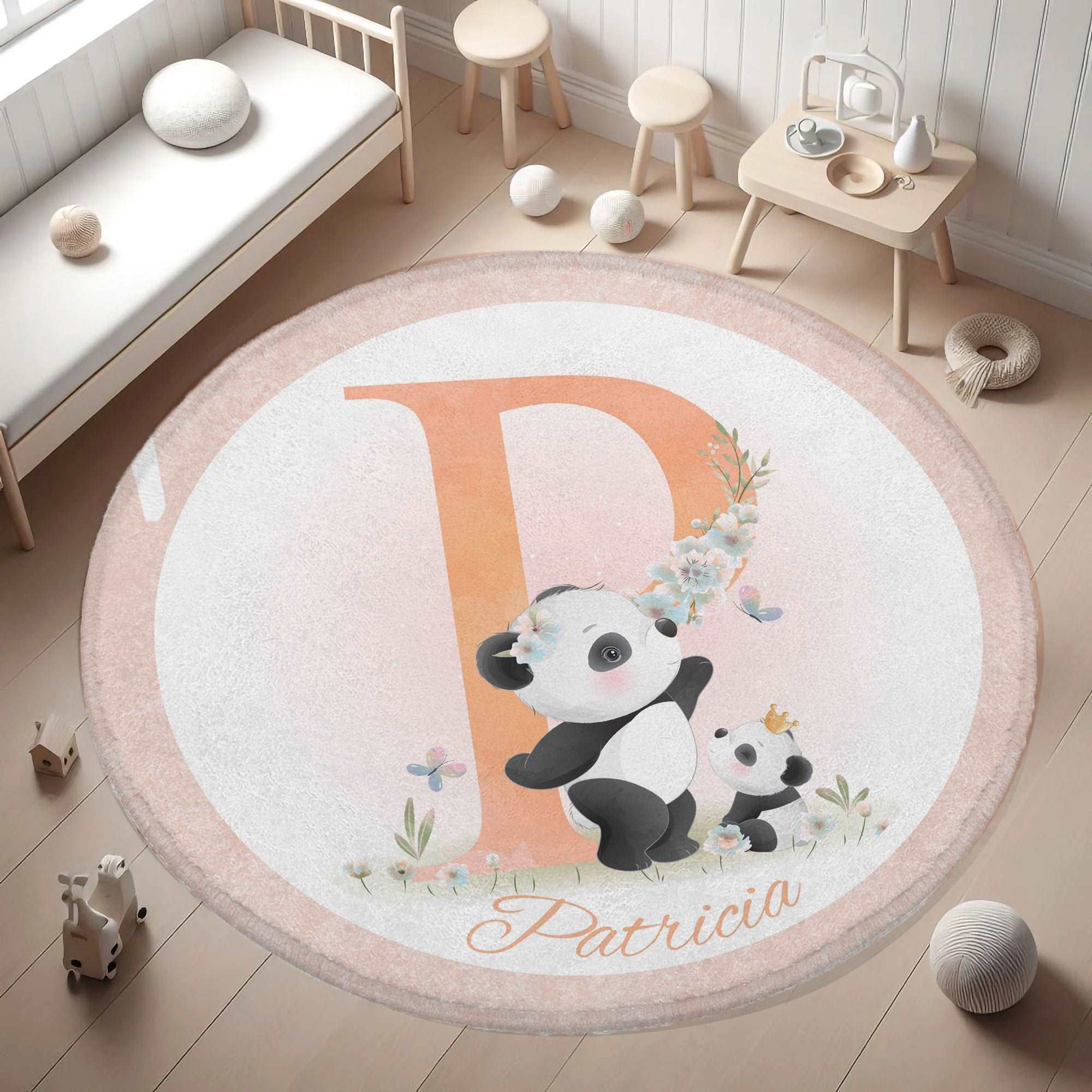 Baby Panda Alphabet Round Rug – hugtorugs